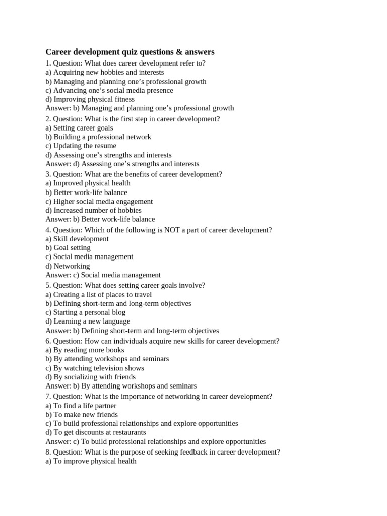 Career Development Q&A Guide | PDF | Goal Setting | Goal