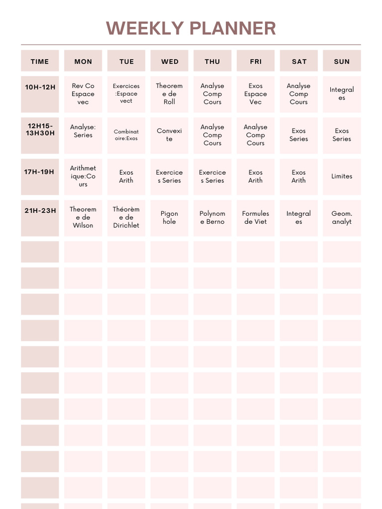 Pink & White Schedule Weekly Planner | PDF