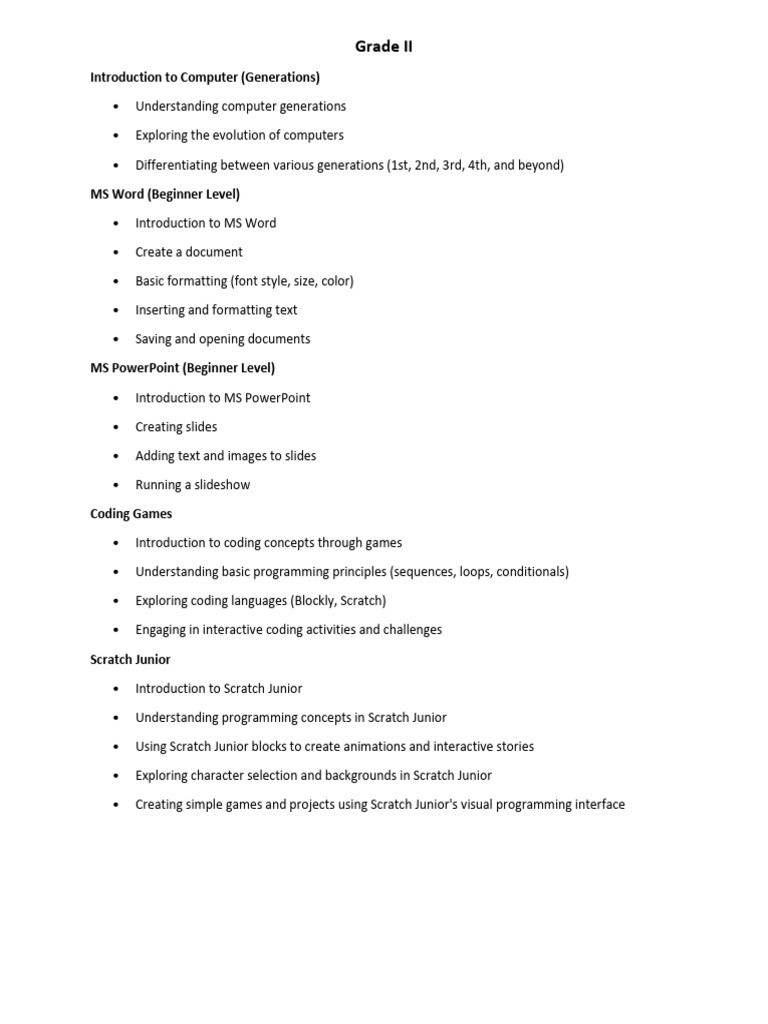 Syllabus Breaking Down Grade 2 Pdf