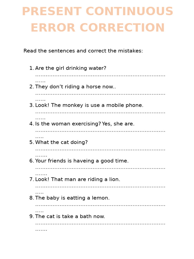 Error Correction Ss Worksheet | PDF