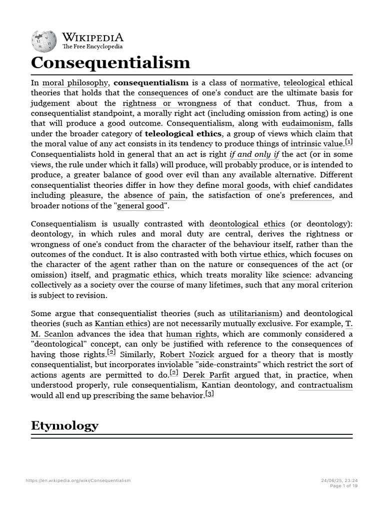 Understanding Consequentialism | PDF | Utilitarianism | Philosophical ...