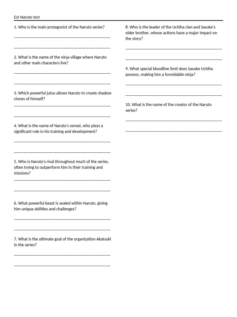 Naruto Endurance Test Overview | PDF