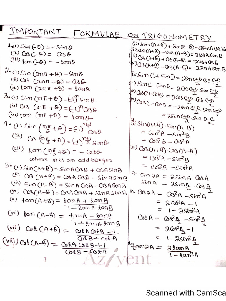 Formula On Trigonometry | PDF