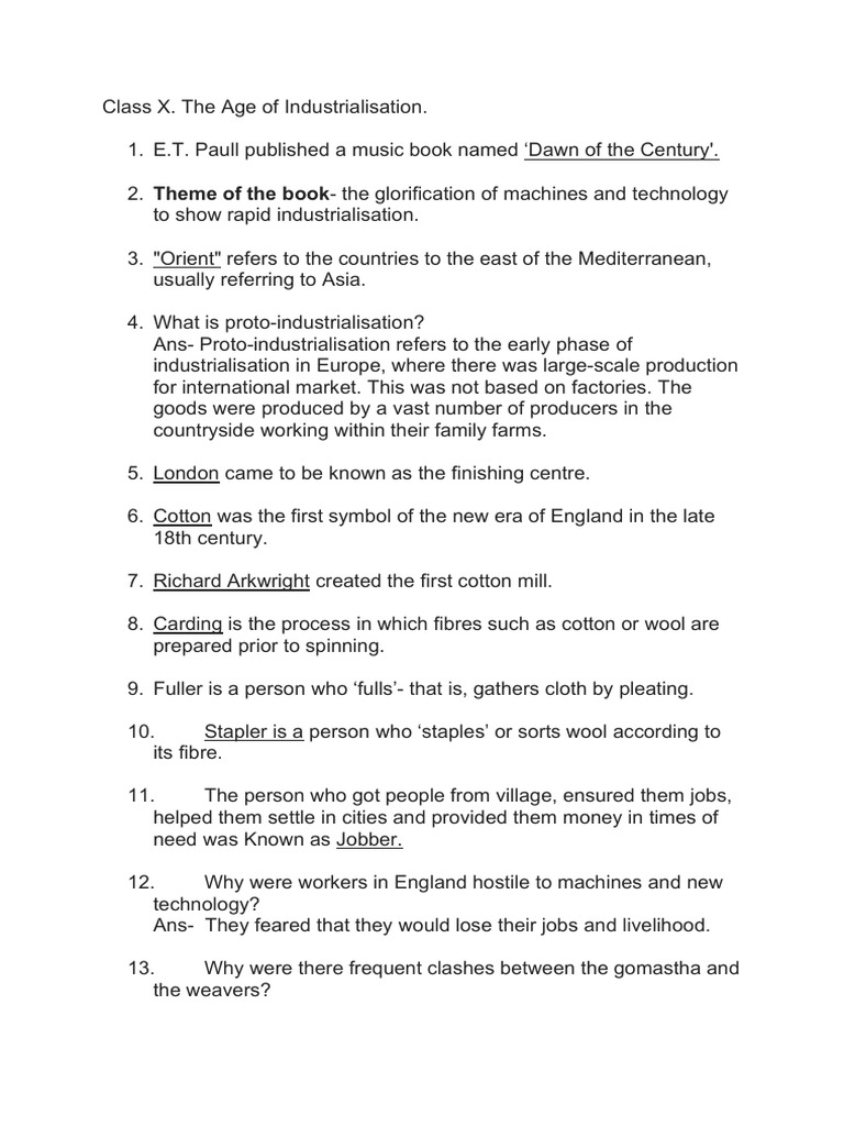 Age of Industrialisation | PDF | Industrial Revolution | Cotton