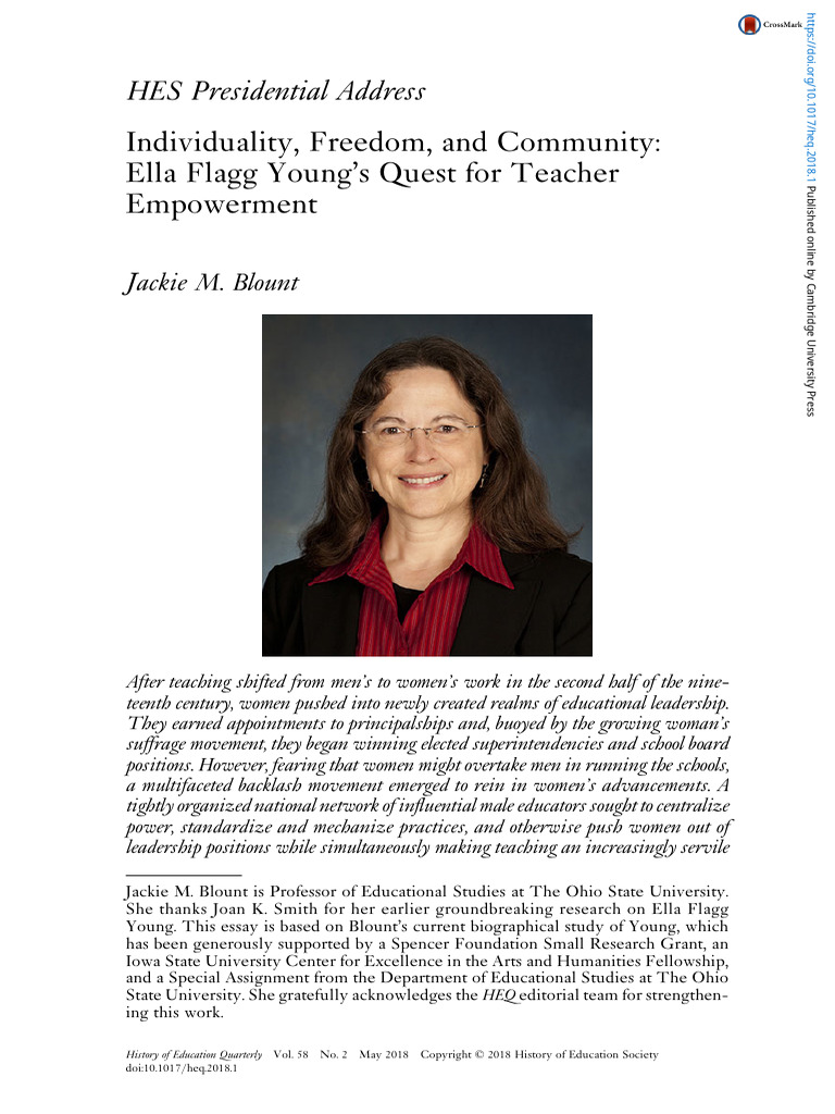 Individuality Freedom and Community Ella Flagg Youngs Quest For Teacher ...