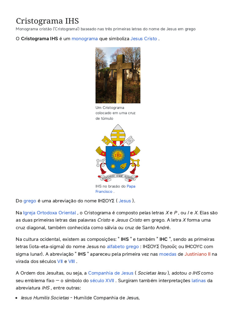 Christogram IHS - Wikipédia em Inglês Simples, A Enciclopédia Livre | PDF