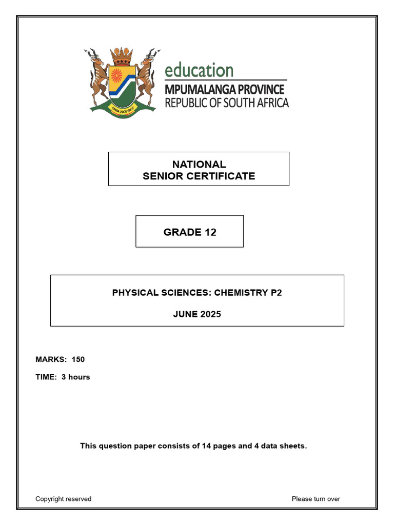 Physical Sciences p2 June Eng | PDF | Chemical Reactions | Reaction Rate