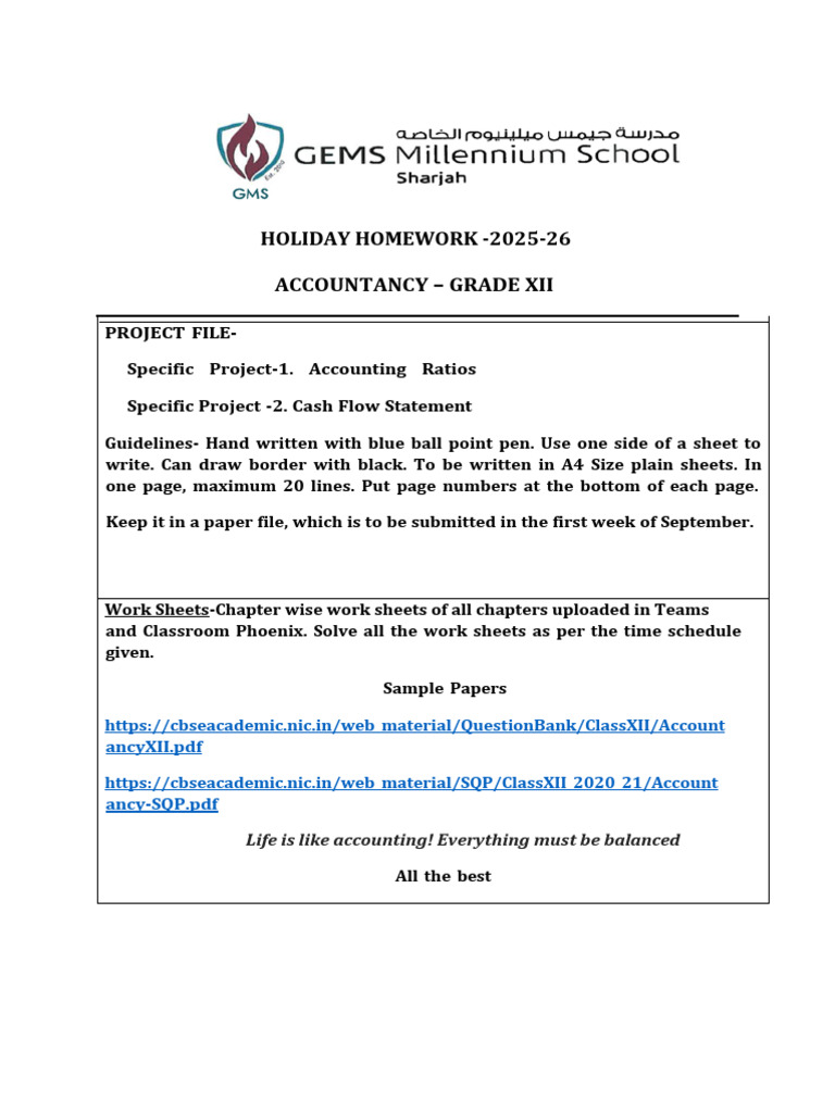 Accountancy Project Work-Gr-12 - Acco - 2025 | PDF