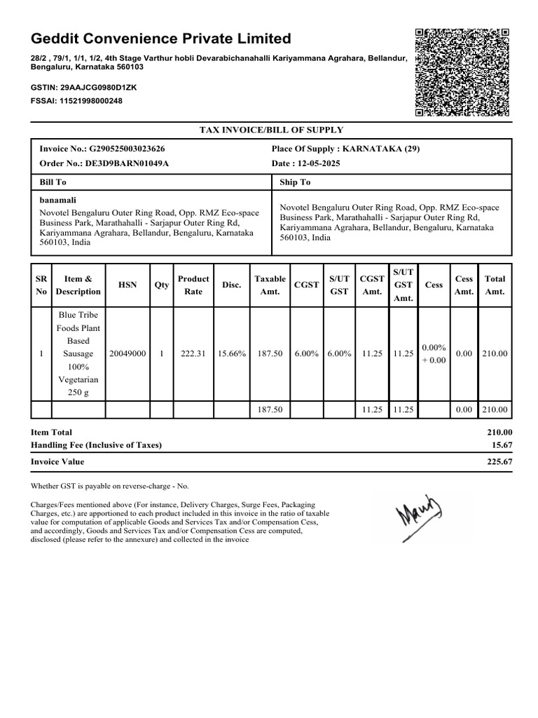 Order Invoice | PDF | Taxation | Economy Of India