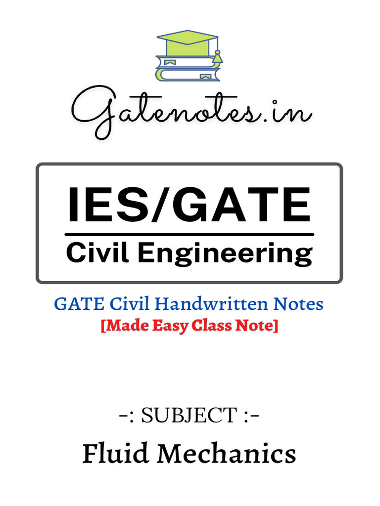 GATE Civil Engineering: Fluid Mechanics Notes | PDF