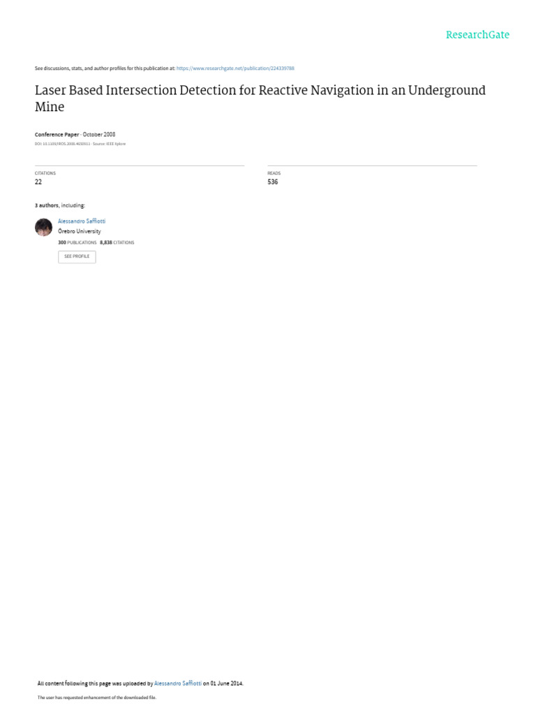 Laser Based Intersection Detection For Reactive Na | PDF | Image ...