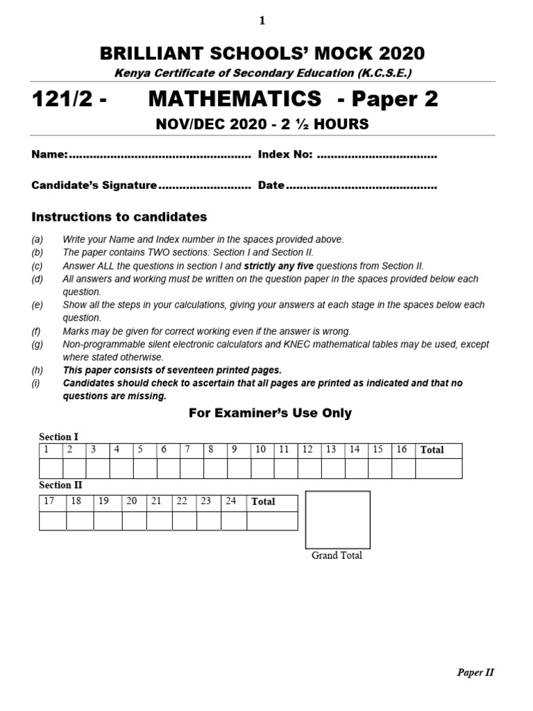 Math PP2 QS Mock Ii 2020 | PDF | Mathematics