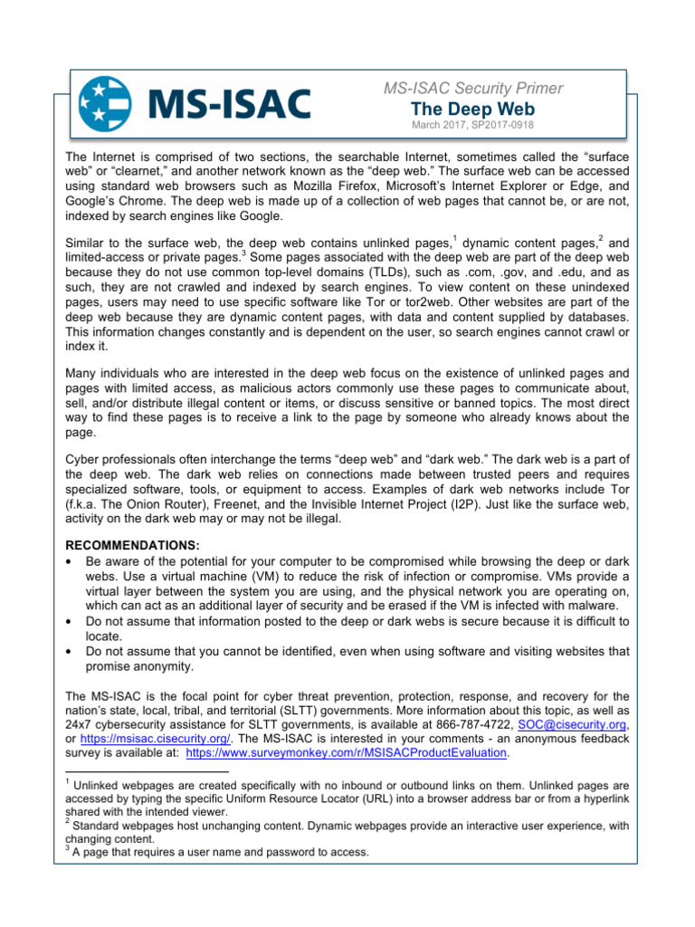 Security Primer Deep Web | PDF | World Wide Web | Internet & Web