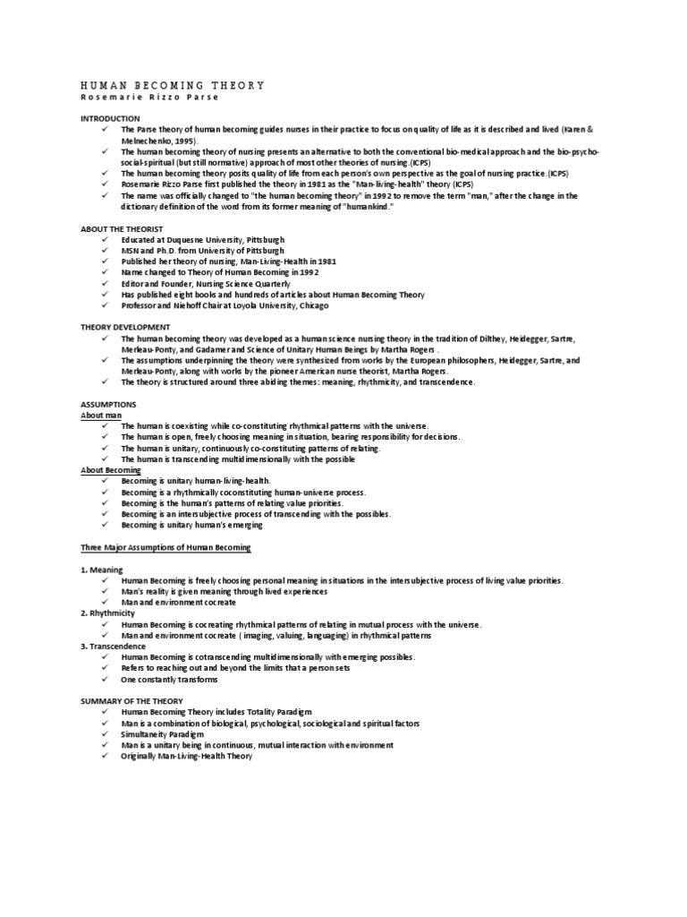 Human Becoming Theory Pdf