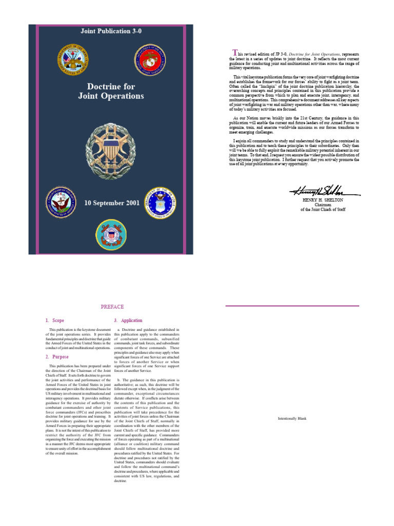 Joint Operations Doctrine JP 3-0 | PDF | Military | United States Armed ...