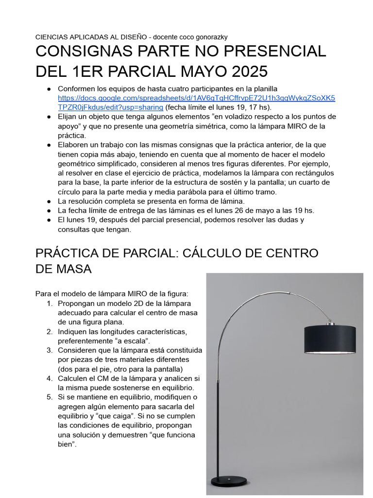 CIENCIAS APLICADAS AL DISEÑO - Consigna Parte "No Presencial" Del Primer Parcial | PDF