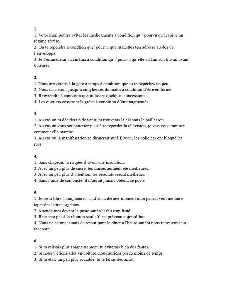 Exercices sur l'hypothèse et la condition | PDF