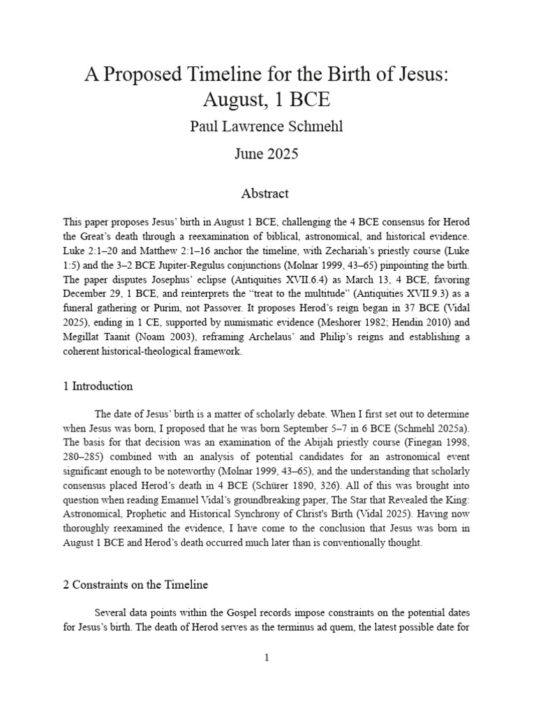 PREPRINT A Revised Timeline For The Birt | PDF | Herod The Great ...
