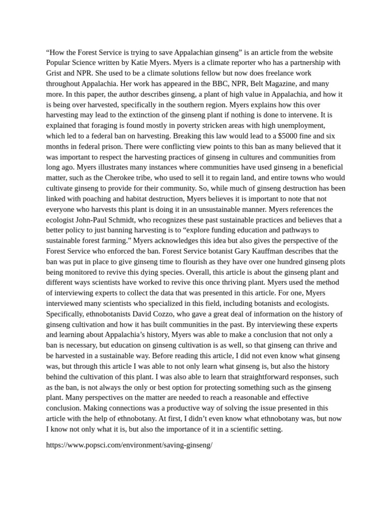 Article Summary Round One | PDF | Ethnobotany | Natural Environment