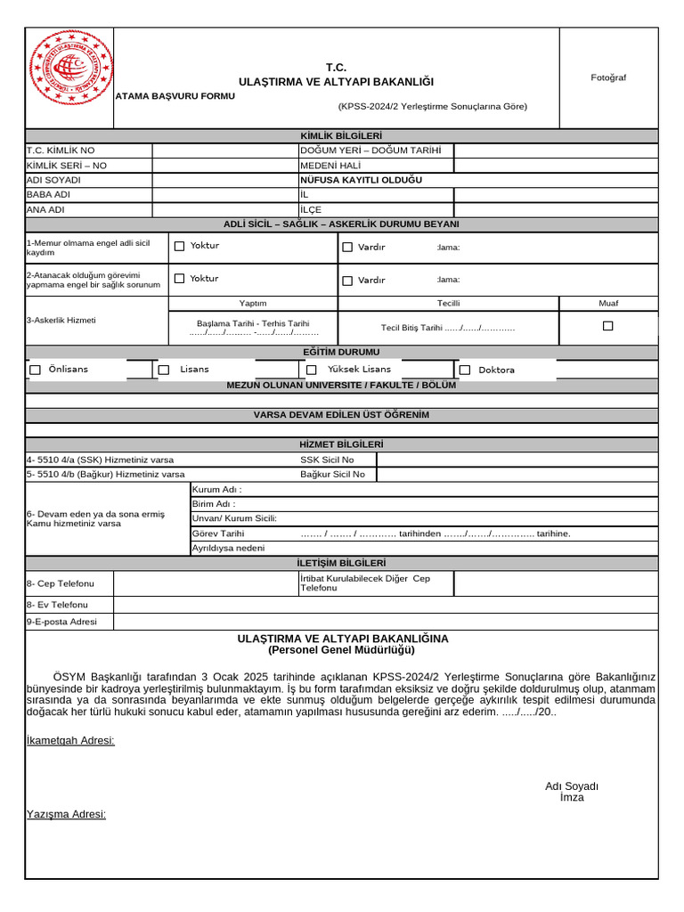 Atama Basvuru Formu Kpss 2024 2 | PDF