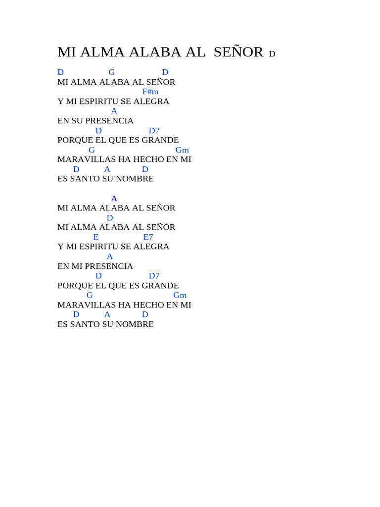 Letra y acordes: Mi alma alaba al Señor | PDF