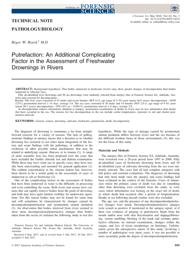 Putrefaction An Additional Complicating Factor in The Assessment of ...