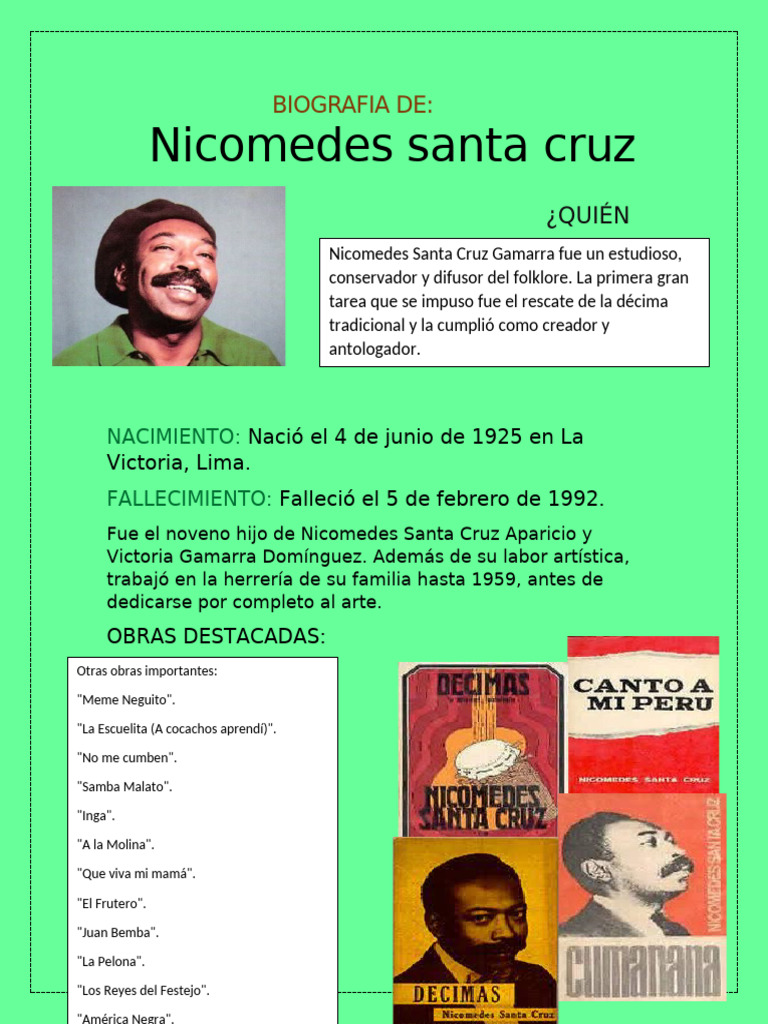 Biografía de Nicomedes Santa Cruz | PDF