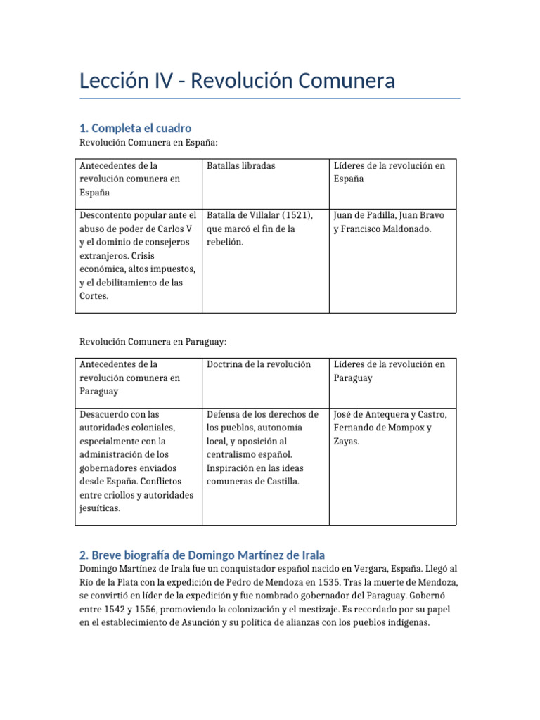 Leccion IV Revolucion Comunera | PDF | Colonización española de las Américas | América del Sur