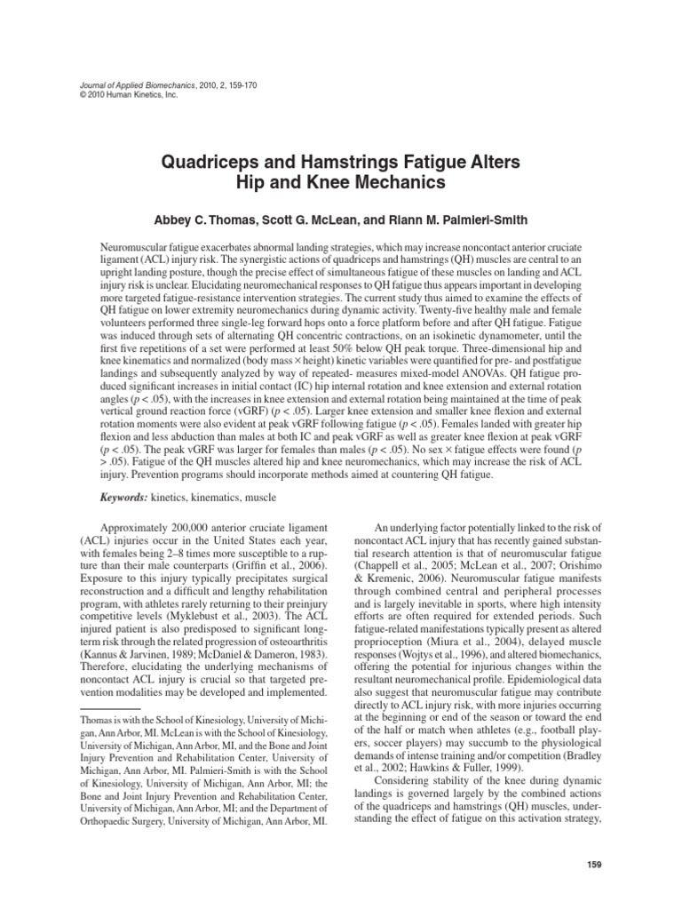 (2010) Thomas - Quadriceps and Hamstrings Fatigue Alters Hip and Knee ...