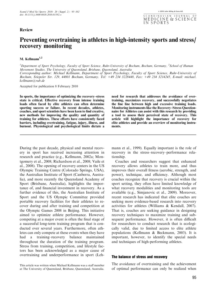 Optimizing Recovery in Elite Athletes | PDF | Stress (Biology) | Likert ...