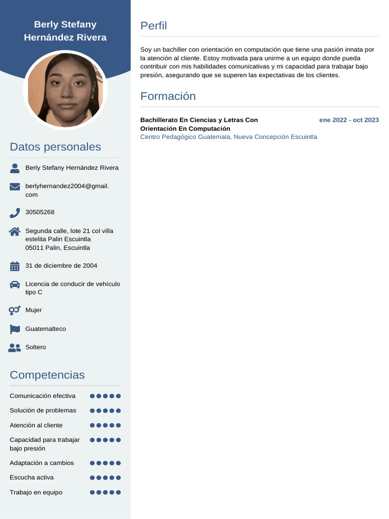 CV Berly Stefany Hernández Rivera | PDF