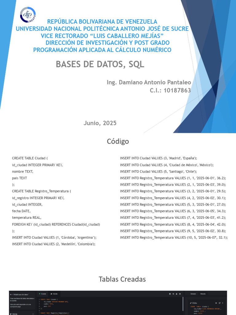 Presentación Base de Datos, SQL | PDF | SQL | Bases de datos