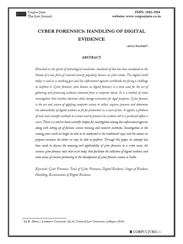 Cyber Forensics: Digital Evidence Handling | PDF | Computer Forensics ...