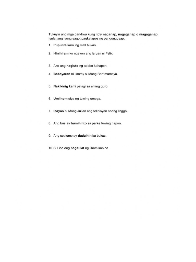 Aspekto NG Pandiwa | PDF