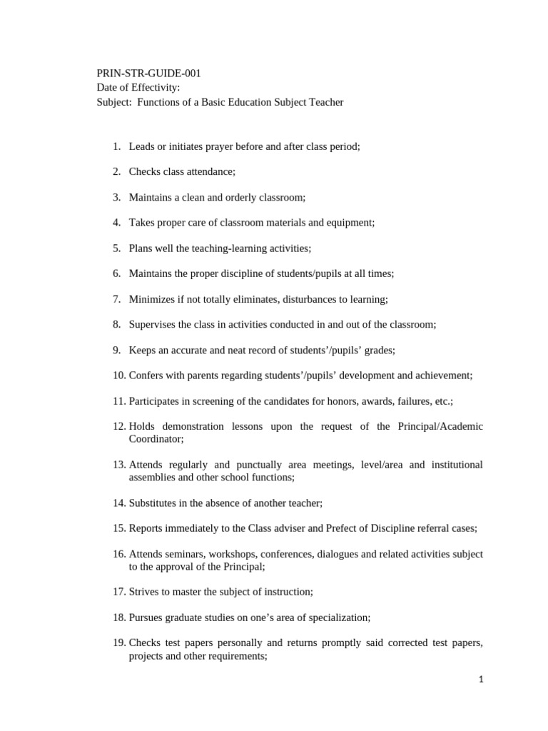 Subject Teacher Basic Ed | PDF | Teachers | Lesson Plan