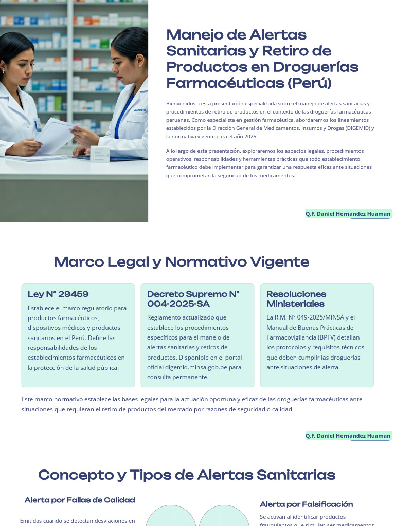 Manejo de Alertas Sanitarias y Retiro de Productos en Droguerias ...