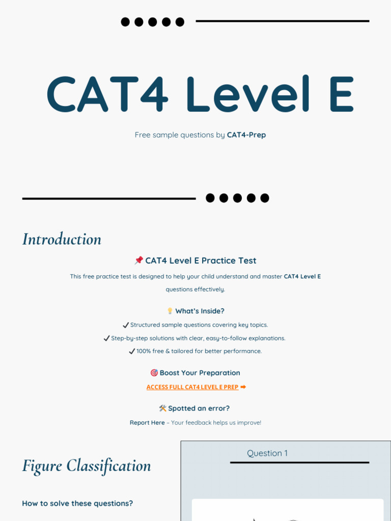 Free CAT4 Level E Practice Test | PDF | Shape