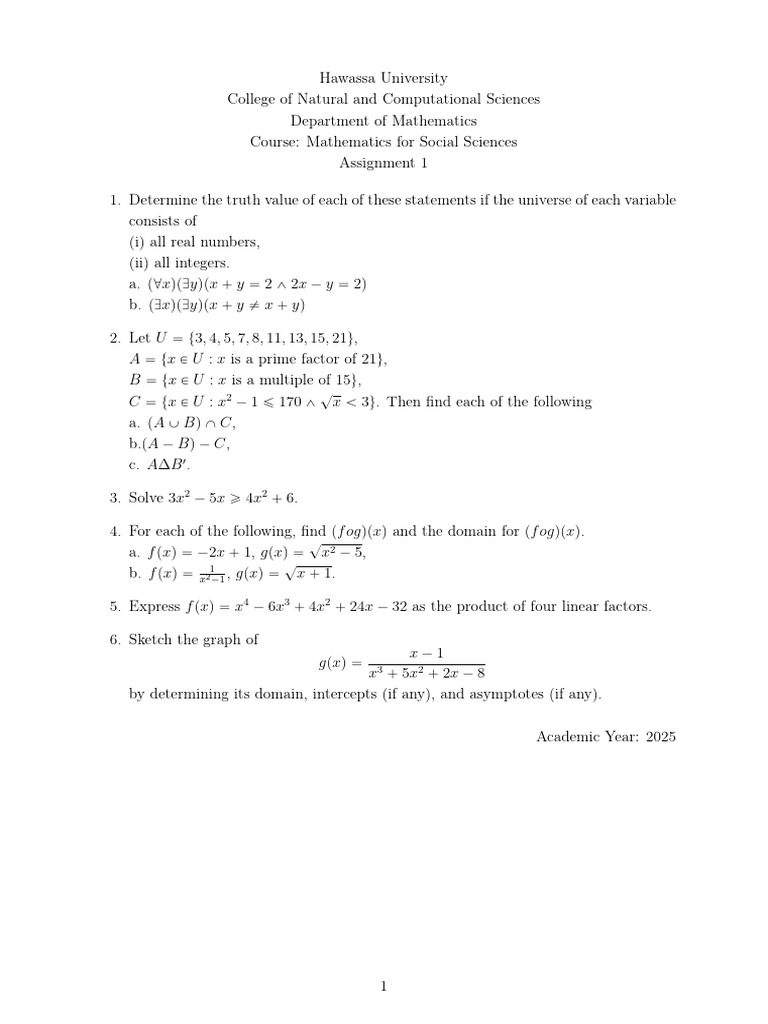 Math Social SC Assignment 1 | PDF