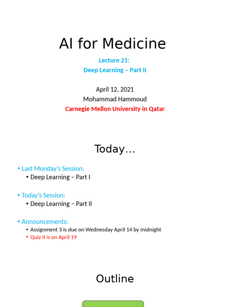 Lecture21 Deep Learning PartII April12 2021 | PDF | Derivative | Deep Learning