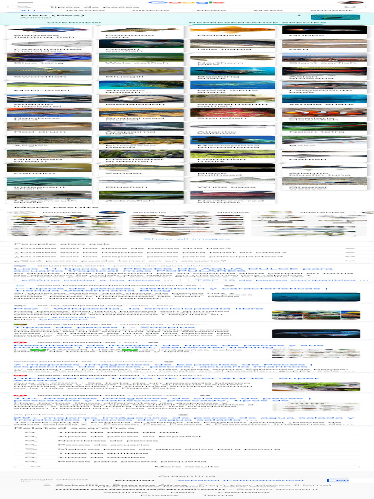 Tipos y nombres de peces comunes | PDF | Pescado | Vertebrados Acuáticos