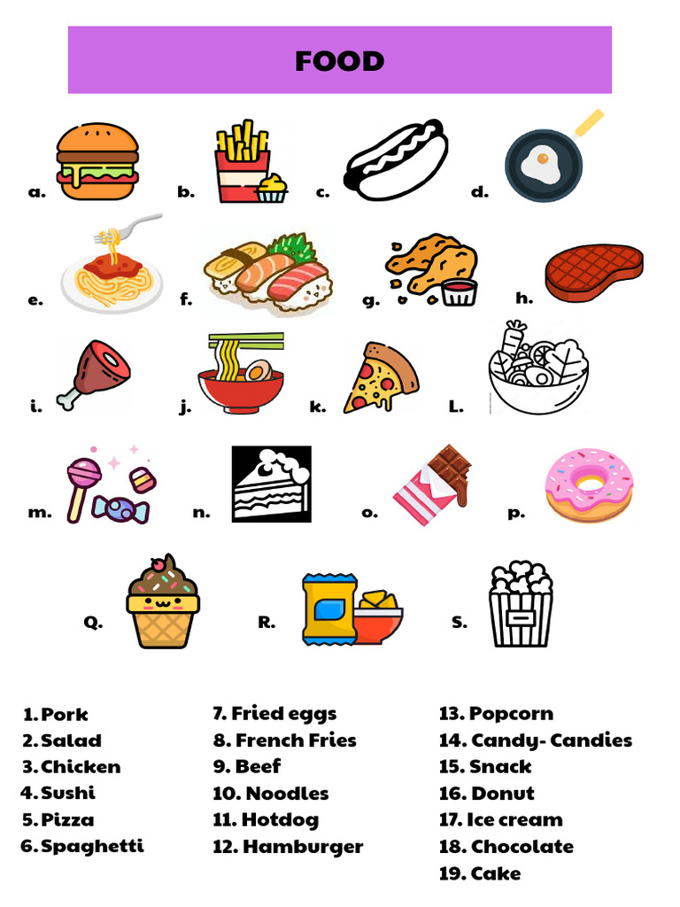 Food Word Scramble Puzzle | PDF