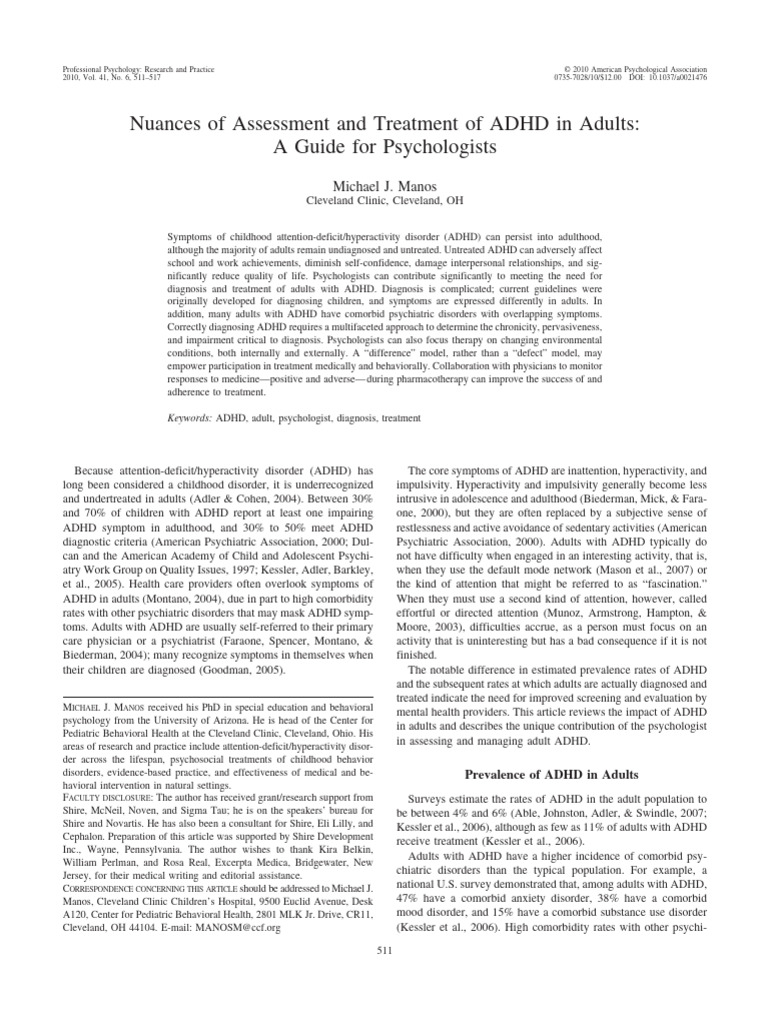 ADHD in Adults: Assessment & Treatment Guide | PDF | Attention Deficit Hyperactivity Disorder ...