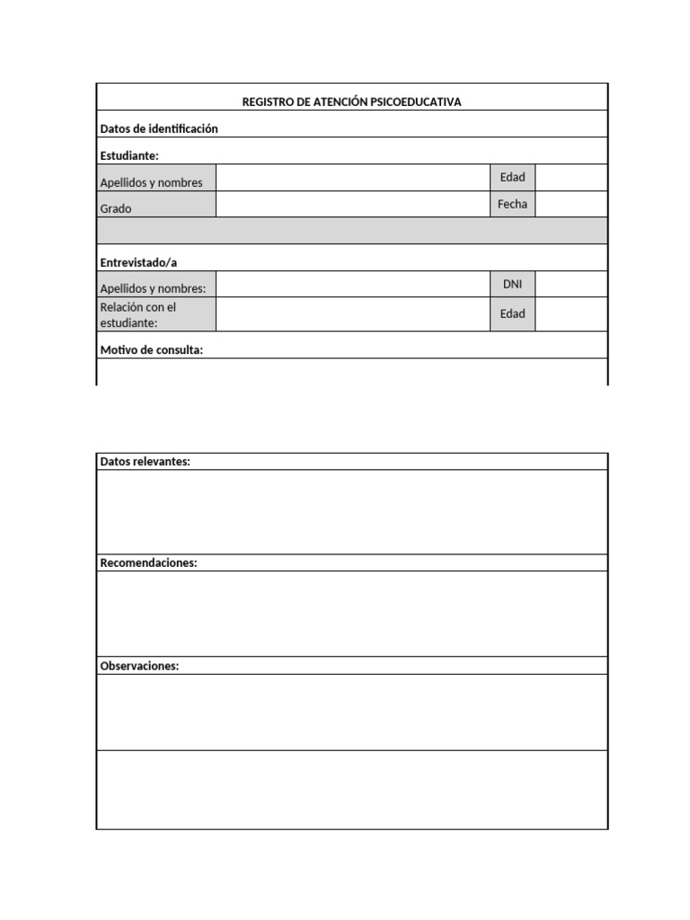 Anexo 12 Formato de Registro de Atención | PDF