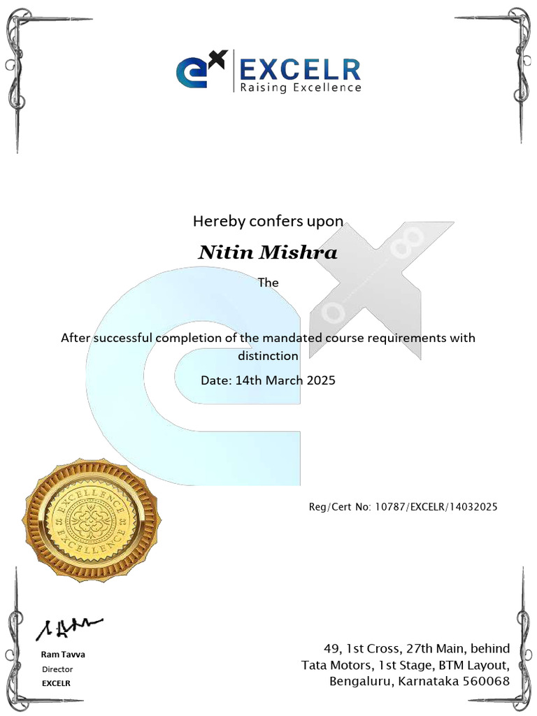 Nitin Mishra Automation Certificate | PDF