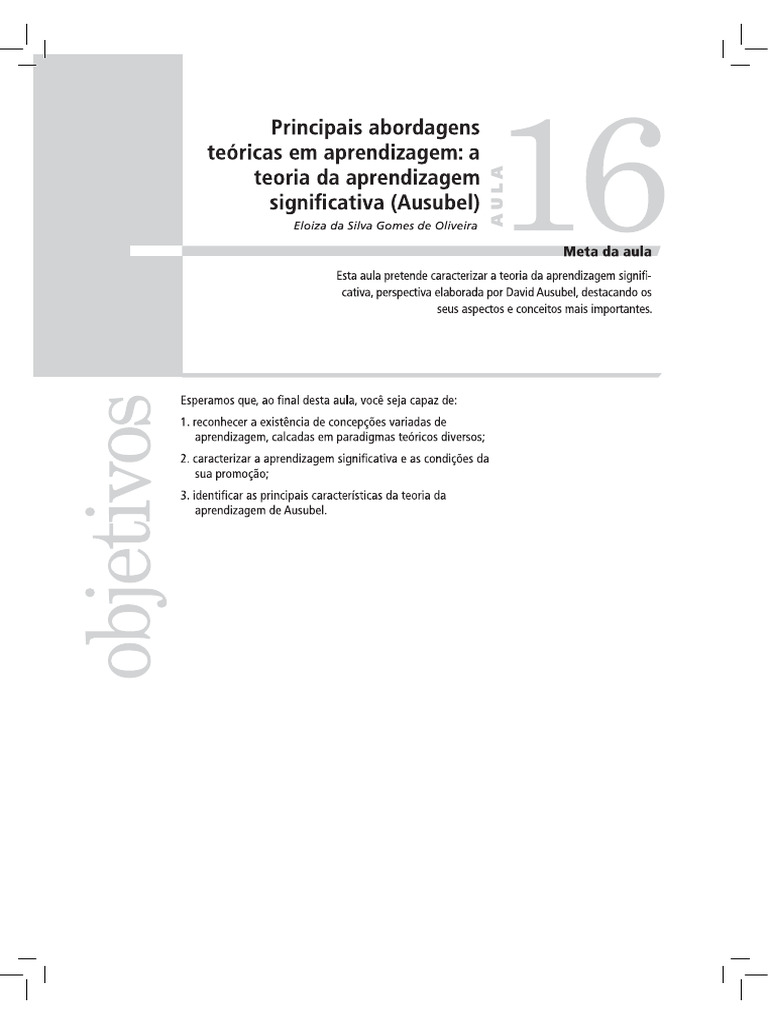 Teoria Da Aprendizagem de David Ausubel | PDF