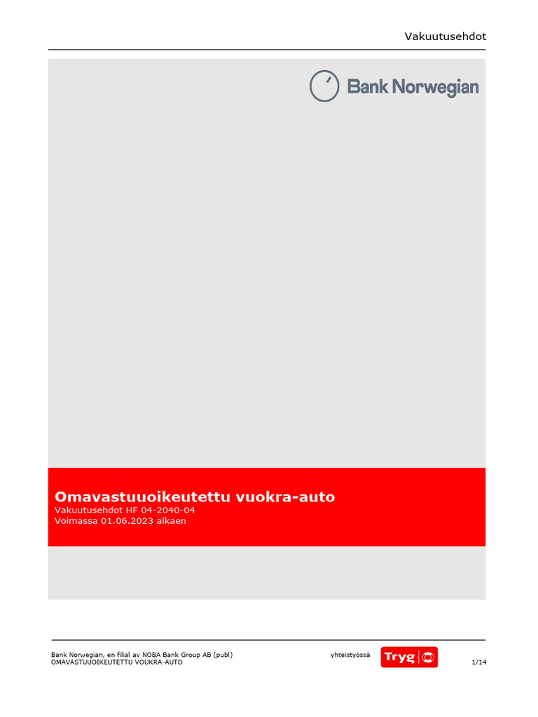 CDW Insurance Terms Tryg FI FI | PDF