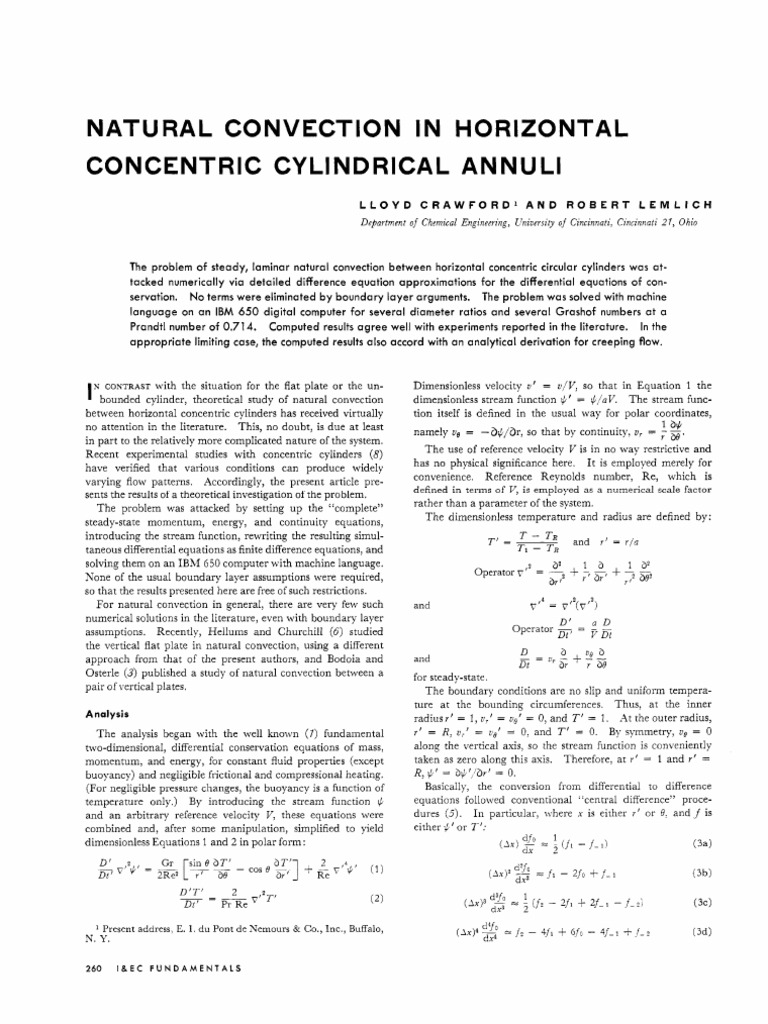 Crawford Lemlich 2002 Natural Convection in Horizontal Concentric Cylindrical Annuli | PDF ...