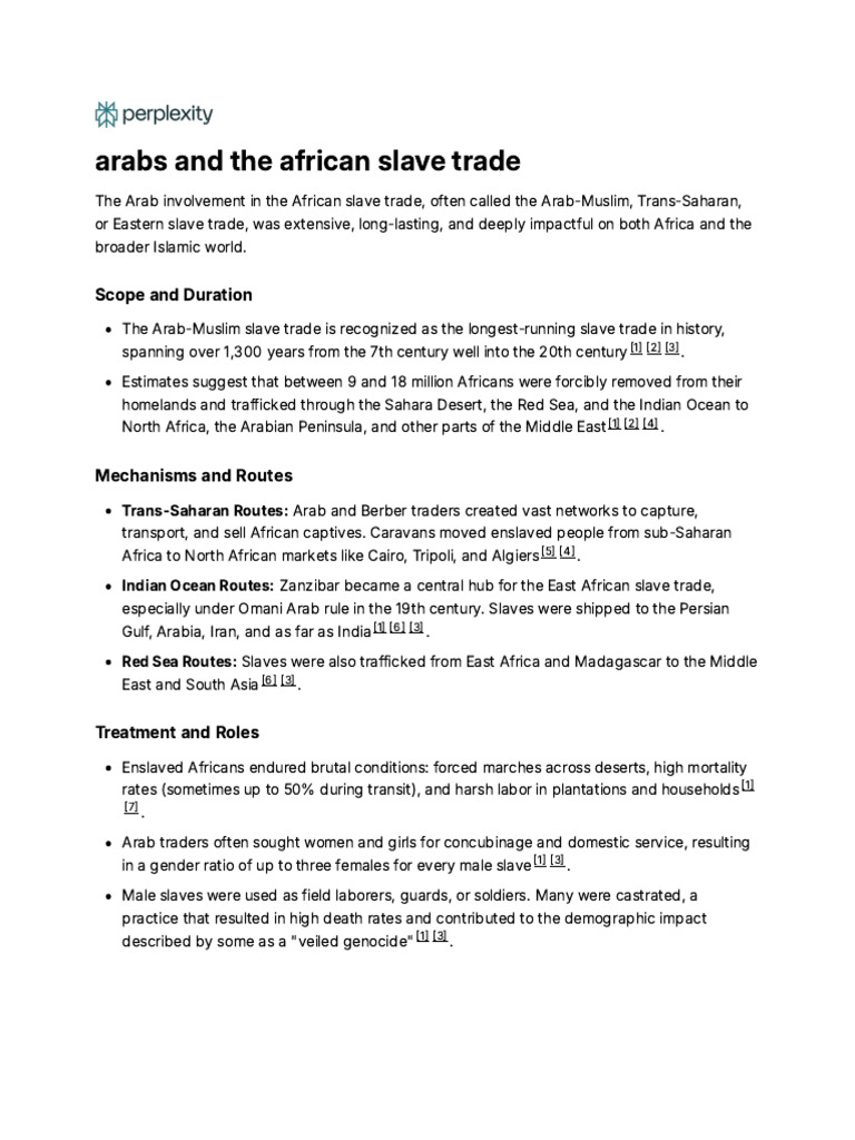 Arab Slave Trade: A Historical Overview | PDF | Slavery | History Of ...