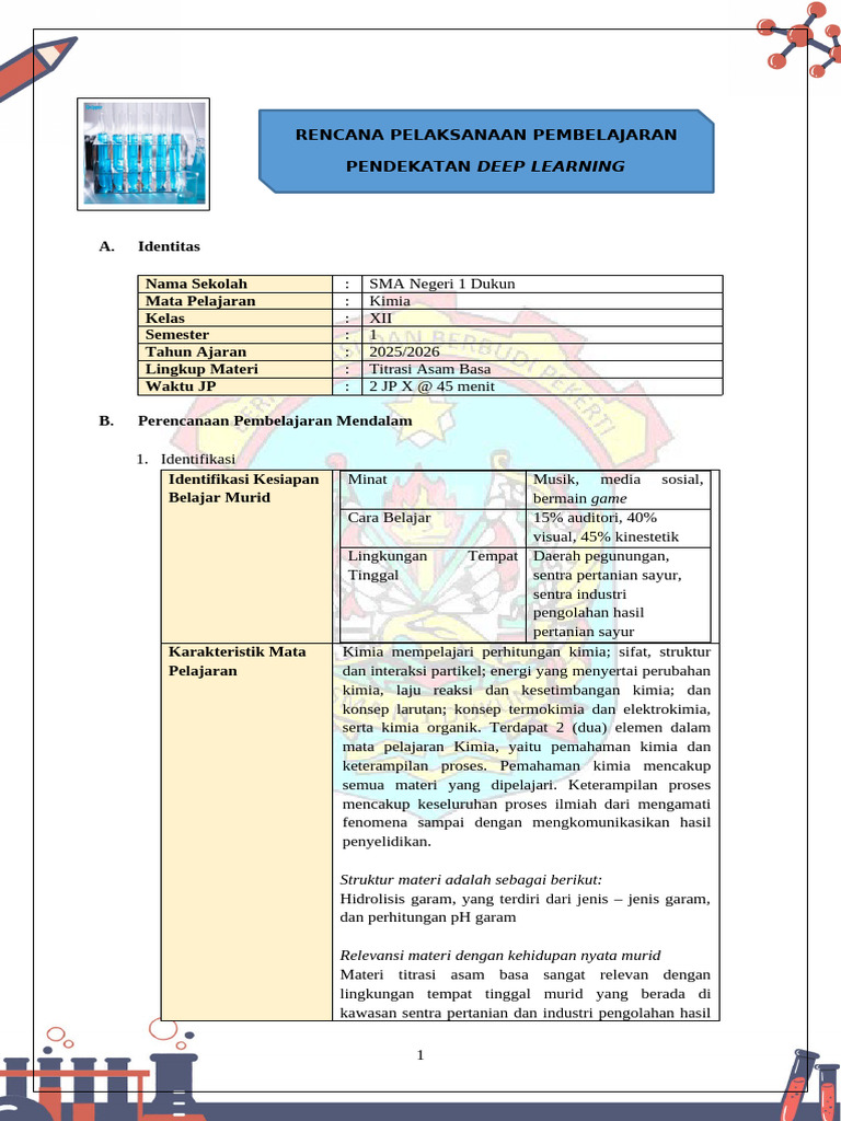 RPP Deep Learning Titrasi Asam Basa | PDF