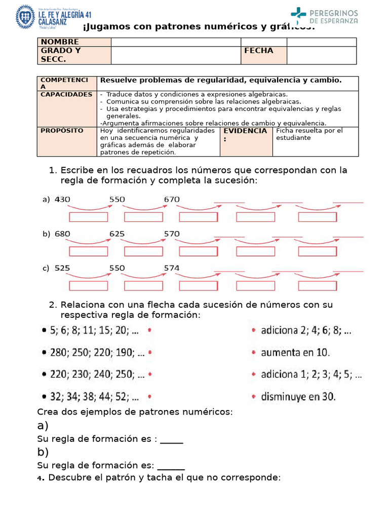 Patrones Numéricos y Gráficos en Matemáticas | PDF